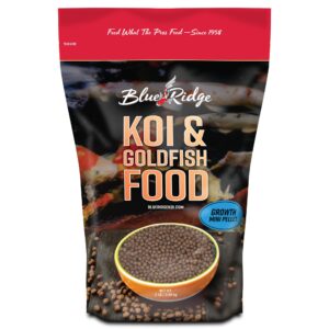 blue ridge koi fish food 2lb - koi food mini growth formula goldfish food, premium fish food for ponds, ponds fish food, koi food fall and winter fish food, floating pond pellets fish food