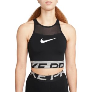 nike women's pro dri-fit cropped training tank top (as1, alpha, m, regular, regular, black)