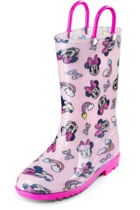 disney minnie mouse girls pink pvc rainboots - easy-on handle - size 6 toddler