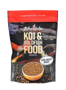 blue ridge koi fish food 2lb - koi food 3/16” cool water wheat, goldfish food, premium fish food for ponds, ponds fish food, koi food fall and winter fish food, floating pond pellets