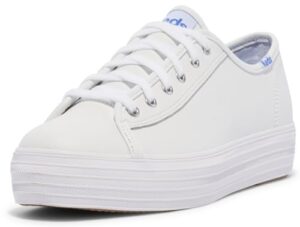 keds women's triple kick leather sneaker, white, 8