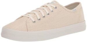 keds kickstart lace up, sneaker womens, natural/silver canvas, 7.5 medium