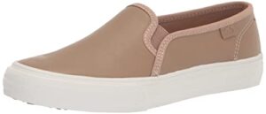 keds women's double decker slip on sneaker, tan leather, 8.5