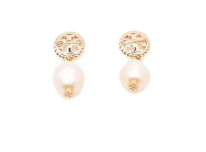 tory burch 136616 tory rose gold rope logo pearl drop women's earrings