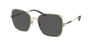 tory burch ty6097 331687 55mm gold/dark grey square sunglasses for women + bundle with designer iwear eyewear kit