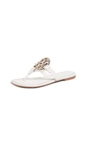 tory burch women's metal miller flip flops, bleach/gold, 7.5 medium us