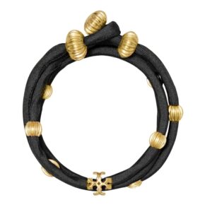 tory burch women's black roxanne silk wrap bracelet