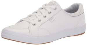 keds womens center 2 sneaker, white leather, 8.5 us