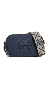 tory burch women's mini miller crossbody bag, tory navy, blue, one size