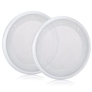 facmogu 2pcs 8in white ceiling speaker covers, surface mount speaker grill mesh round speaker grille woofer car speaker grill cover guard protector replacement round metal grills