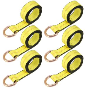 joikit 6 pack 2 inch x 8.2 ft lasso tow strap with d ring auto tie down for wheel lift, wrecker, rollback, tow truck