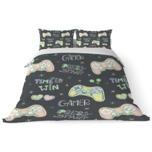 duvet cover sets california king -cute video game joystick-bedding comforter set breathable setssoft microfiber 3 pcs