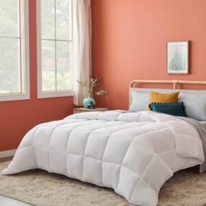 linenspa all-season white goose down alternative quilted comforter with corner duvet tabs - cal king size