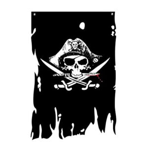 flaglink dead man's chest flag 3x4.8fts skull bones jolly roger crossbone pirate banner creepy ragged vertical