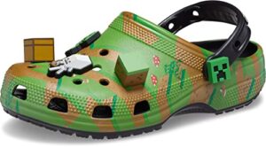 crocs unisex classic minecraft clogs, multi green, numeric_7 us men