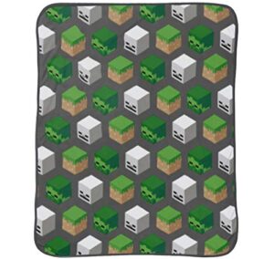 minecraft survive throw blanket - measures 46 x 60 inches, kids bedding - features skeleton and zombie - fade resistant super soft fleece (official minecraft product)