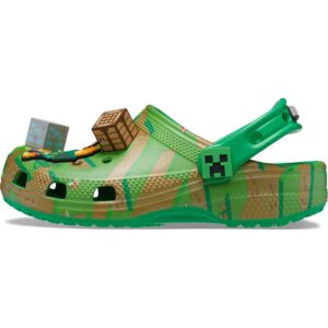 crocs classic minecraft clogs, multi green, 3 us unisex little kid