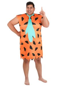 fun costumes adult plus size flintstones fred flintstone costume | men's caveman fred flintstone character cosplay outfit - 4x, orange