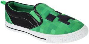 minecraft boys' slip-on shoes for big kids, sport skate shoe casual, green, size 1