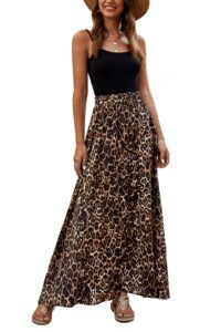 bluetime women boho a-line long skirt leopard print chiffon beach high waisted summer maxi skirts (s, floral1)