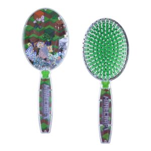 minecraft hair brush with magical sparkling cubes - confetti hair brush, green - boys hair brush ages 3+