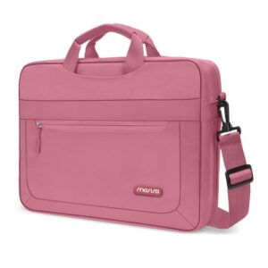 mosiso laptop shoulder messenger bag compatible with macbook air 15 inch m2 a2941/pro 16 inch m3 a2991 m2 a2780 m1 a2485 a2141,15-15.6 inch notebook with adjustable depth at bottom, dusty rose