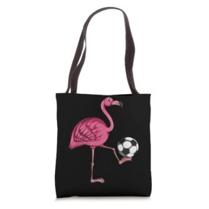 soccer coach soccer player pink flamingo soccer tote bag