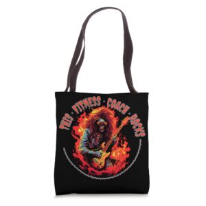 this fitness coach rocks funny musician tote bag