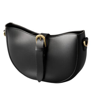 vegan leather vintage shoulder bag for women (black)