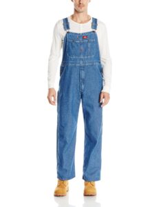 dickies mens big-tall denim stone washed bib overalls and coveralls workwear apparel, stone washed, 46w x 30l us