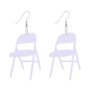 chair earrings acrylic folding chair earrings chair movement earrings fun chair dangle drop earrings for women (white)