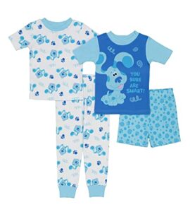 nickelodeon paw patrol | baby shark clues & you 4-piece snug-fit cotton pajama set, soft & cute for kids, cool blue, 2t