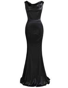 muxxn women's sleeveless floor length sheath formal vintage cocktail evening long maxi dress black l