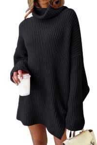 lillusory womens turtleneck oversized long sweater dress 2025 plus size tunic pullover knit fall dresses black s