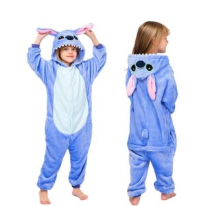 fofjr animals unisex kids anime cosplay costume school party student play games one-piece pajamas jumpsuits blue