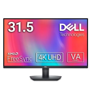 dell 32 inch 4k monitor, uhd (3840 x 2160), 60hz, dual hdmi 2.0, displayport 1.2, 4ms gray-to-gray in extreme mode, 1.07 billion colors, se3223q - black