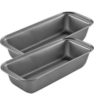 mikim long loaf pans for baking bread, carbon steel rectangular cake pan baking bread loaf pan 13'' x 5'', set of 2 gray (13'' x 5'')