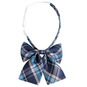 women's solid color bow tie school student sailor suit bowknot adjustable ribbon (blue plaid)