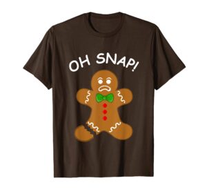 oh snap gingerbread cookie man broken leg amputee t-shirt