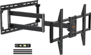 elived long extension tv mount for most 37-75 inch tv, full motion wall bracket with 29.5 inch long arm articulating tv wall mount, max vesa 600x400mm, holds up to 88lbs, fits wood studs 12"-24".