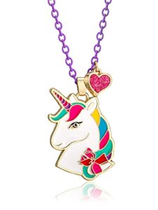 jojo siwa unicorn with heart charm pendant necklace, 16"+3", multi, medium (nh00674yl-16)