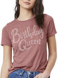 birthday tee shirts for women - rhinestone girly birthday queen t-shirt - birthday party gift for women - medium - rose gold blush