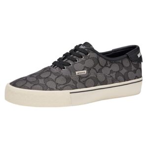 coach men's signature jacquard leather lace up skate sneaker shoe, black, 11