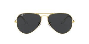 ray-ban rb3025 classic aviator sunglasses, legend gold/polarized black, 62 mm