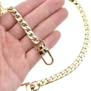 hahiyo mini pochette purse chain strap slim wide 7mm for lv length 23.6 inches extra thick 2.6mm shiny gold for shoulder cross body sling handbag wallet clutch comfortable flat metal strap 1 pack