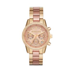 michael kors ritz chronograph rose gold-tone stainless steel women's watch (model: mk6475)