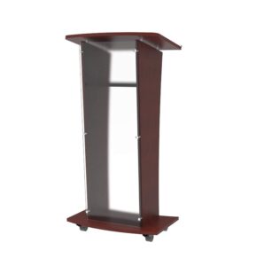 fixturedisplays® wood podium with frost acrylic front panel, 46.5 tall pulpit lectern, easy assembly required 1803-5