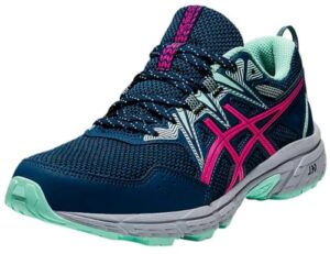 asics women's gel-venture 8 running shoes, 8.5, mako blue/pink glo