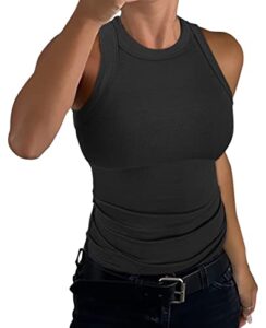 gembera womens sleeveless racerback high neck basic ribbed knit fitted tank top black s