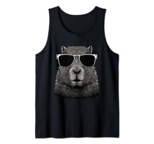 funny capybara costume with sunglasses tank top